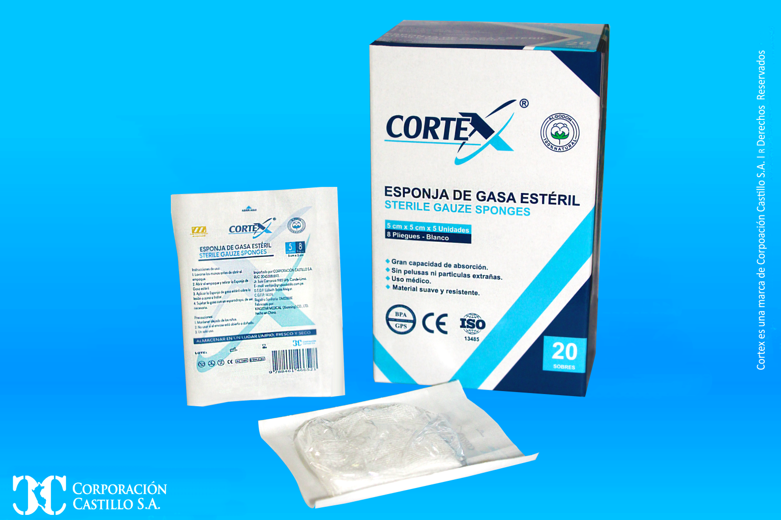 Esponja de Gasa Estéril - 5 cm x 5 cm - Corporación castillo SAC